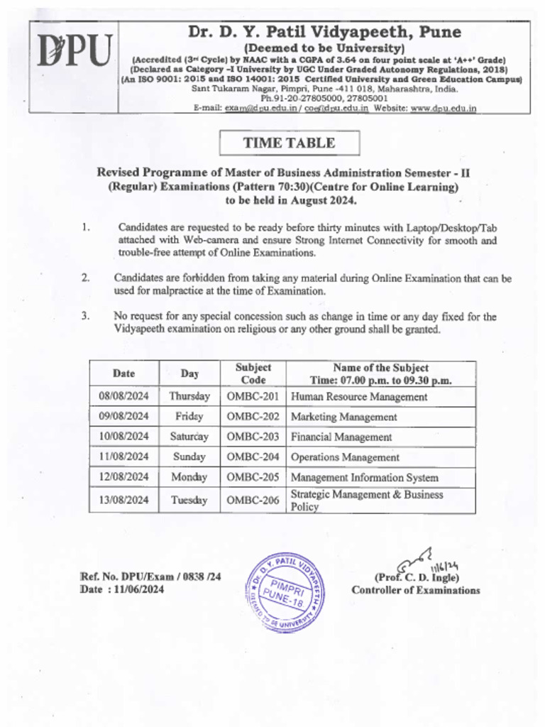 Revised MBA Sem-II (Pattern 70-30) August-2024 | PDF