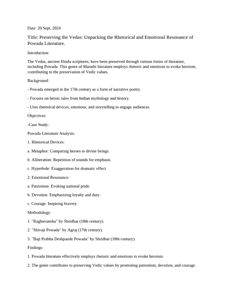 Powada Literature and Vedic Preservation | PDF | Vedas | Rhetoric