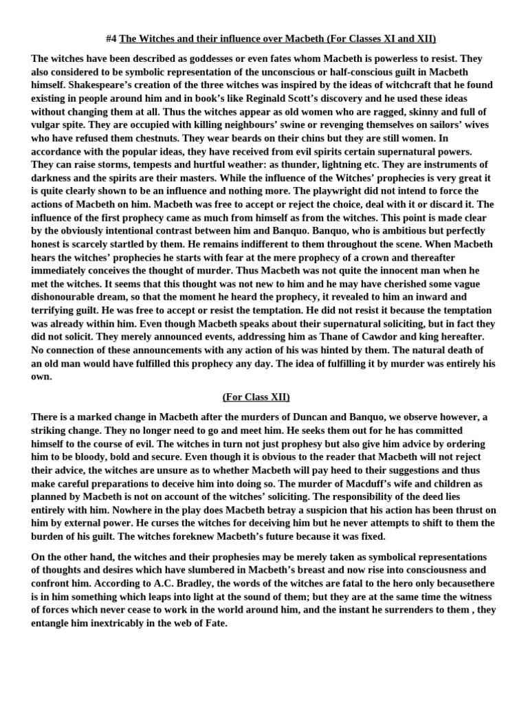 #4 Witches and Their Influence Over Macbeth | PDF