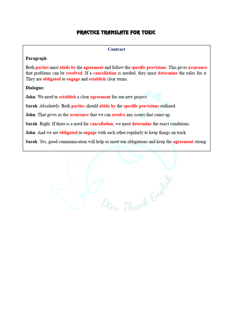 PRACTICE TRANSLATE FOR TOEIC Raw | PDF