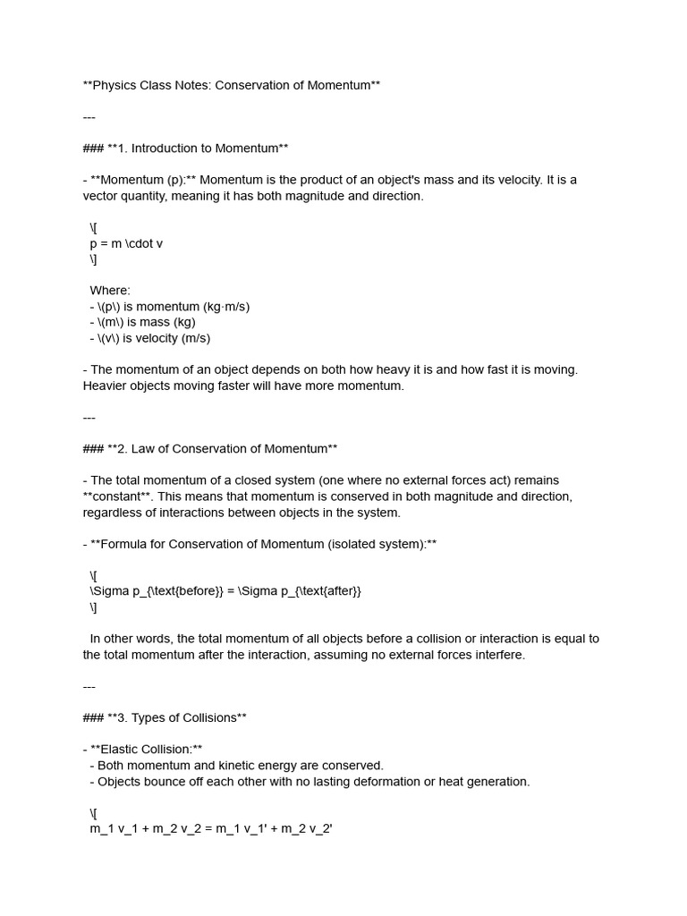 Conservation of Momentum | PDF | Momentum | Collision
