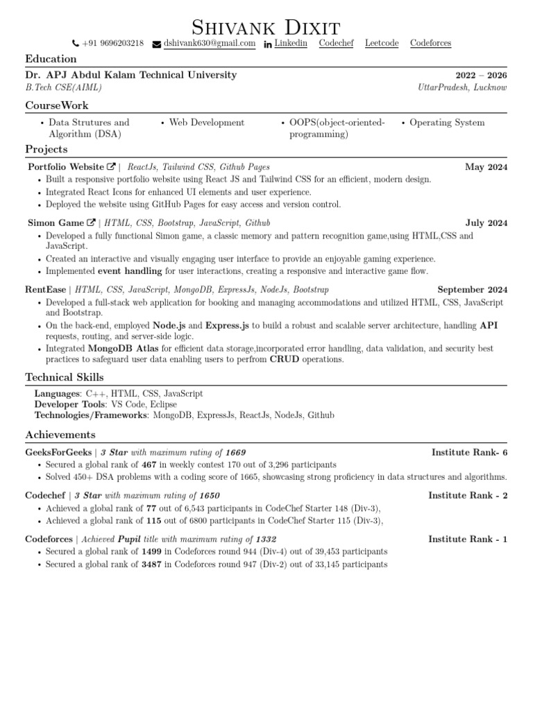 Shivank Dixit: Data Strutures and Algorithm (DSA) Web Development OOPS (Object-Oriented ...