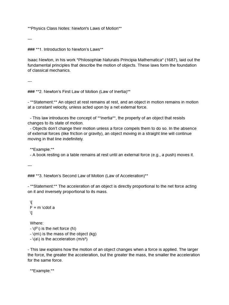 Newton's Laws of Motion Explained | PDF | Force | Teaching Methods ...