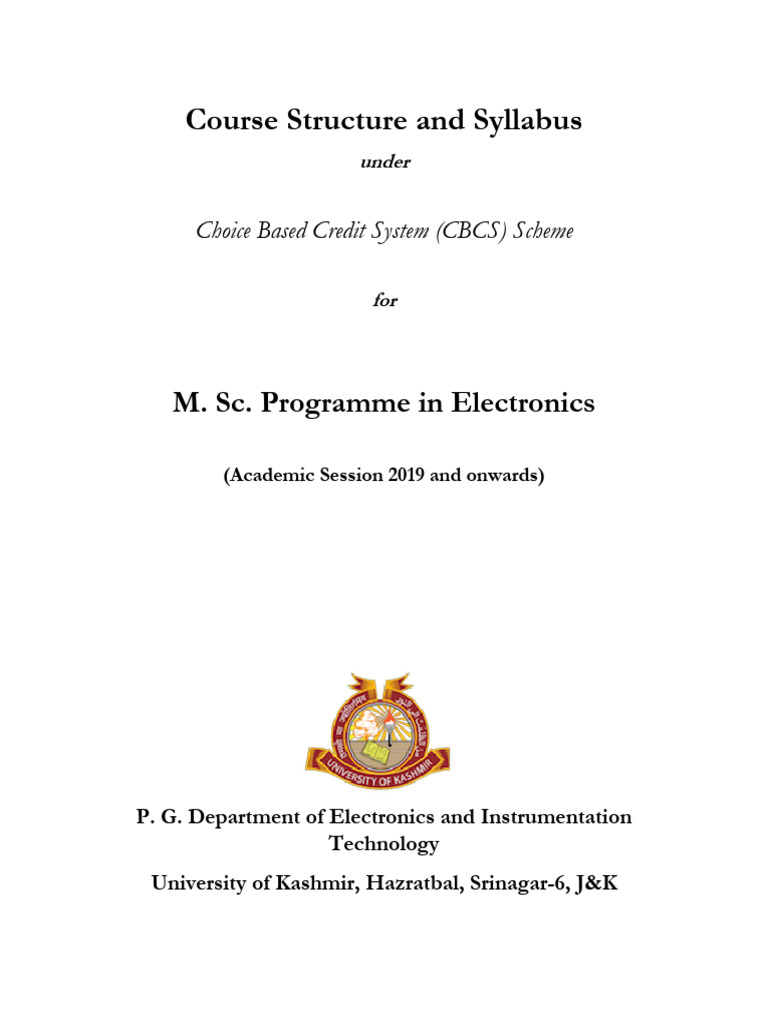 MSC Electronics CBCS Syllabus 2019 | PDF | Mosfet | Science & Mathematics