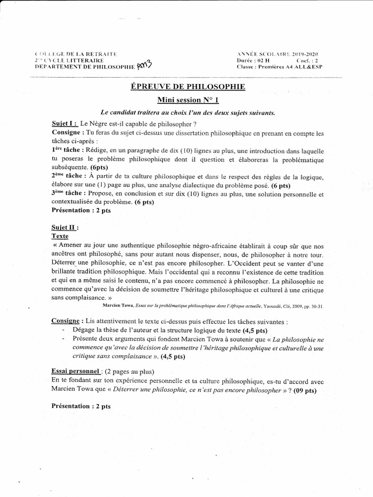 Philosophie 1ere Eval1 | PDF