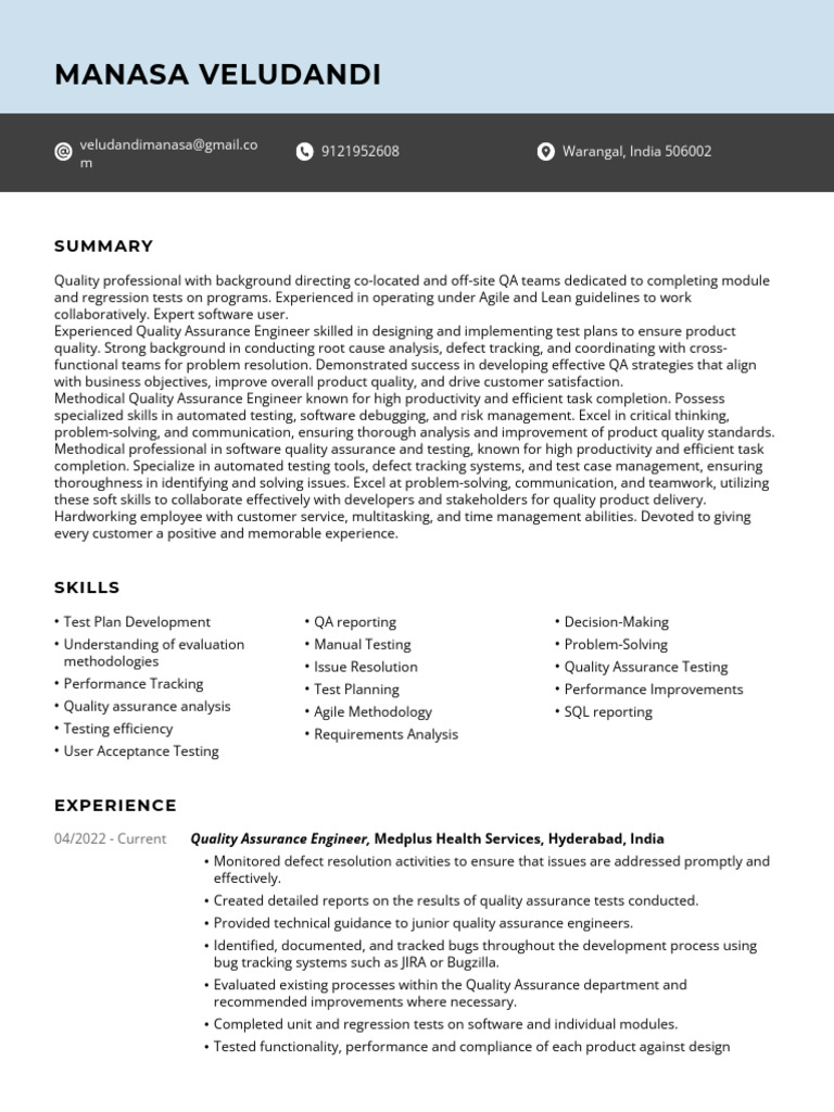 Manasa Veludandi Resume | PDF