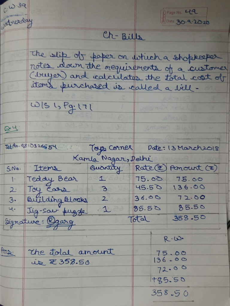 ch.14 Bills Worksheet 1 Question 4 and 5 | PDF