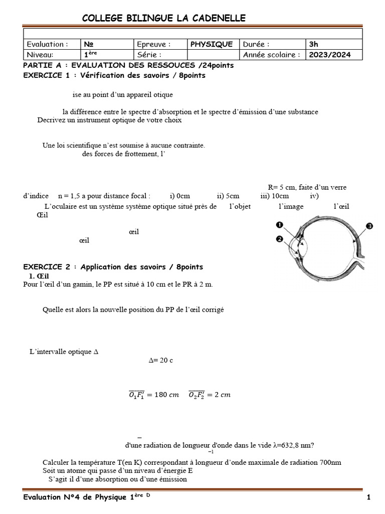 Eval 4 PHY PCD-1 | PDF
