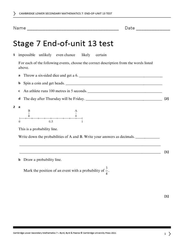 End of Unit 13 Test | PDF