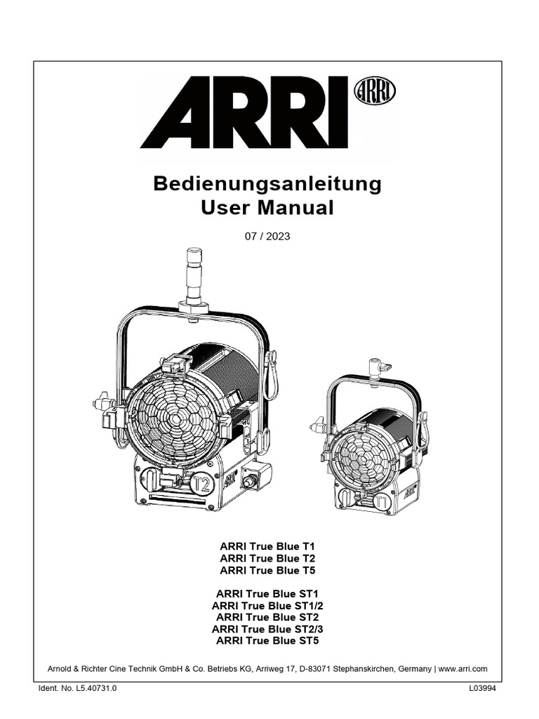 ARRI True Blue T - ST - Manual - DE EN - July2023 | PDF