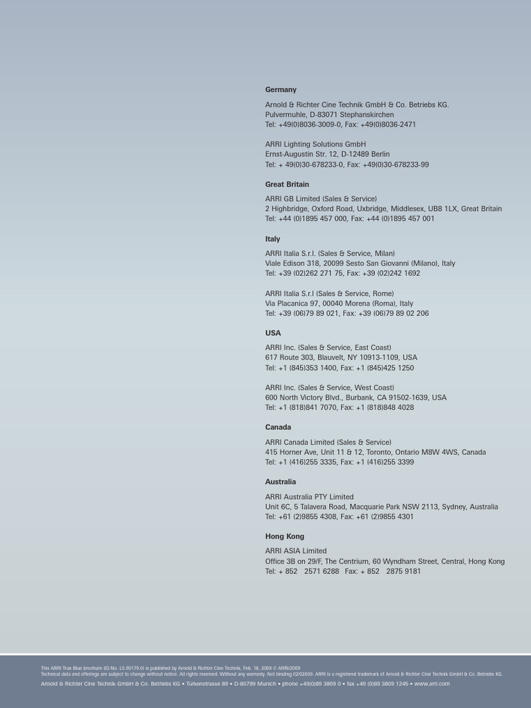 ARRI_True Blue-Series_Brochure_EN | PDF