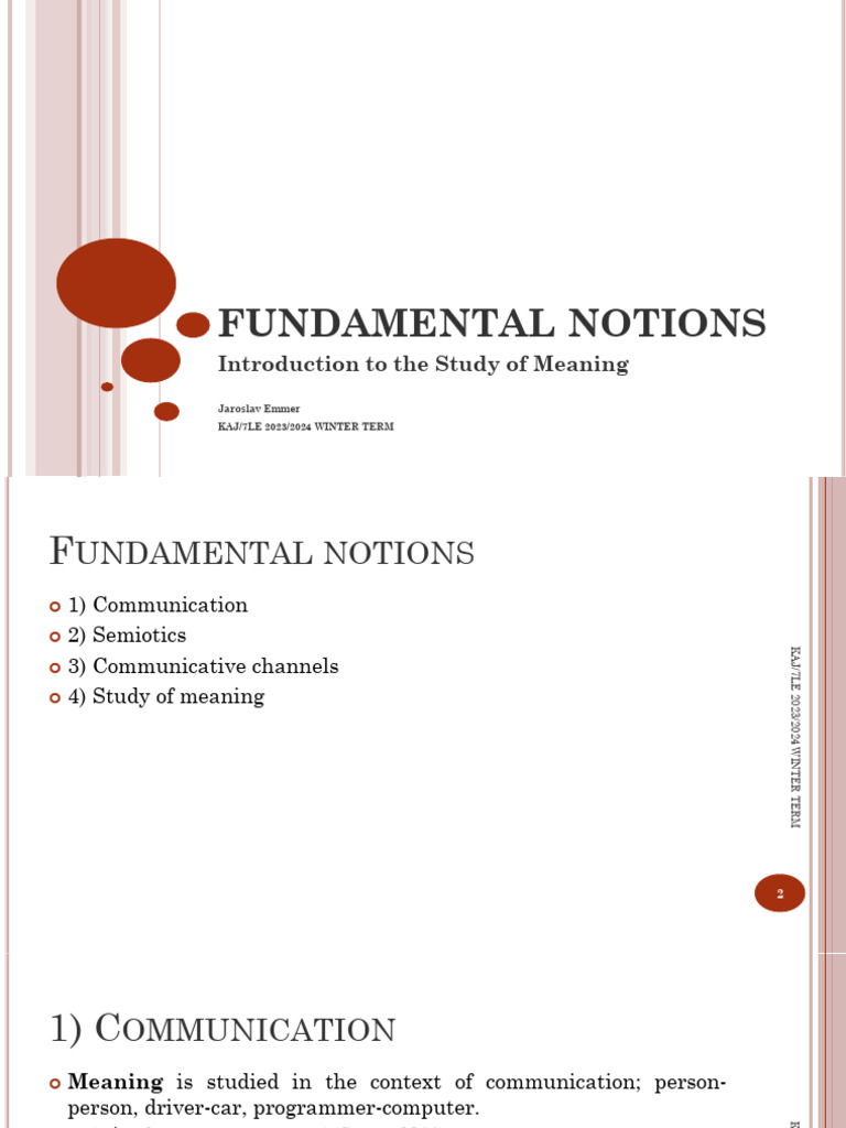 Fundamental Notions: Introduction To The Study of Meaning | PDF