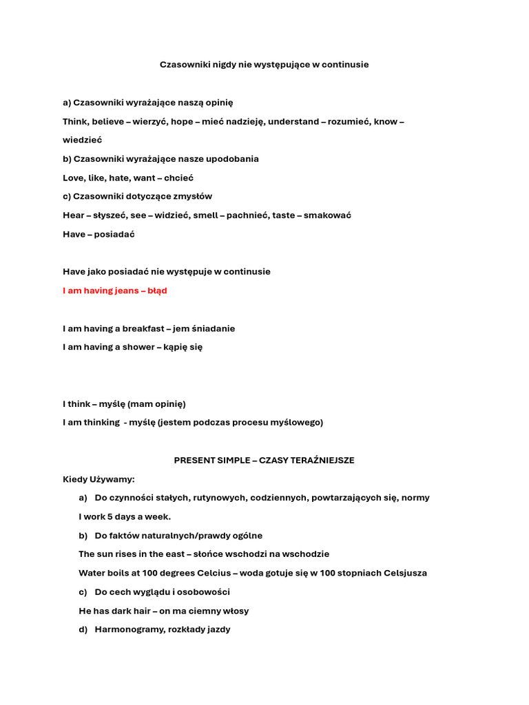 Czasy Teraźniejsze | PDF