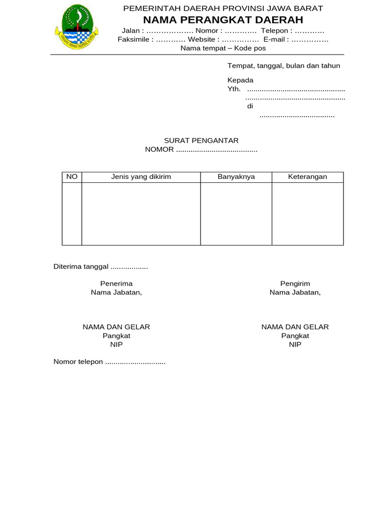 Template Surat Pengantar | PDF