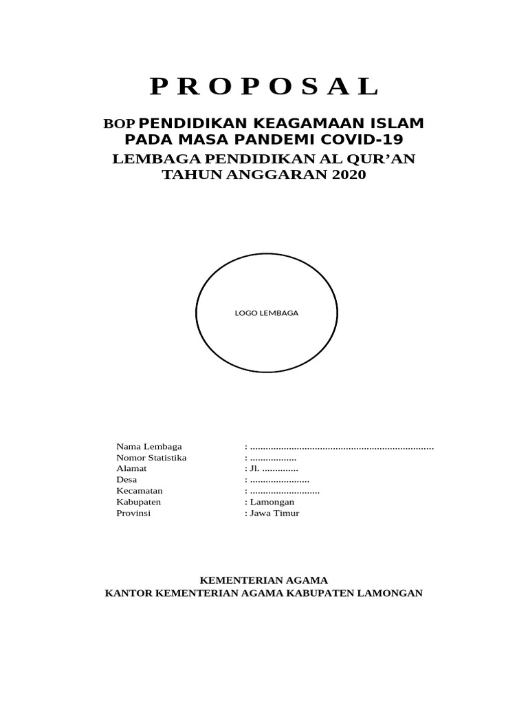 Contoh Proposal BOP COVID 19 LPQ 3 | PDF