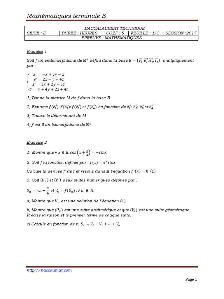 Bac E 2017 Math Matiques 044547 | PDF