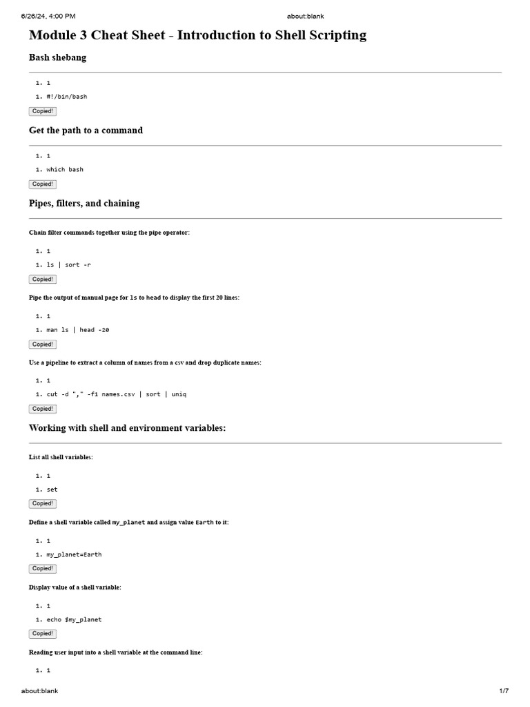 Cheat Sheet - Module 3 | PDF