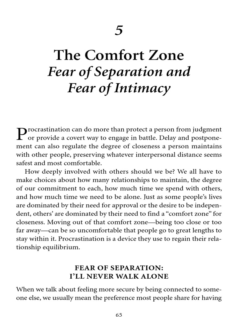 5 - The Comfort Zone - Fear of Separation and Fear of Intimacy | PDF