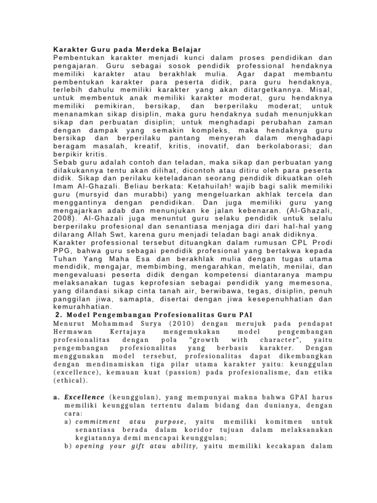 Karakter Guru Pada Merdeka Belajar | PDF
