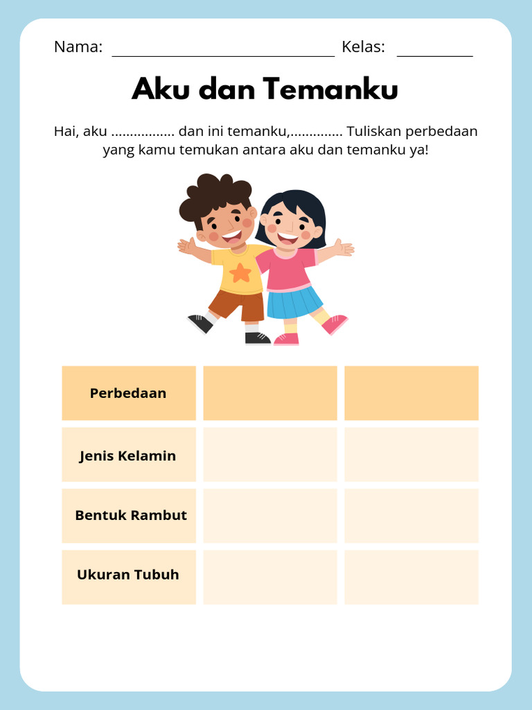 Aku Dan Temanku Lembar Kerja Biru Sederhana | PDF Aku Dan Temanku Lembar Kerja Biru Sederhana | PDF