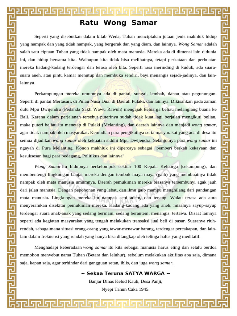 Ratu Wong Samar | PDF