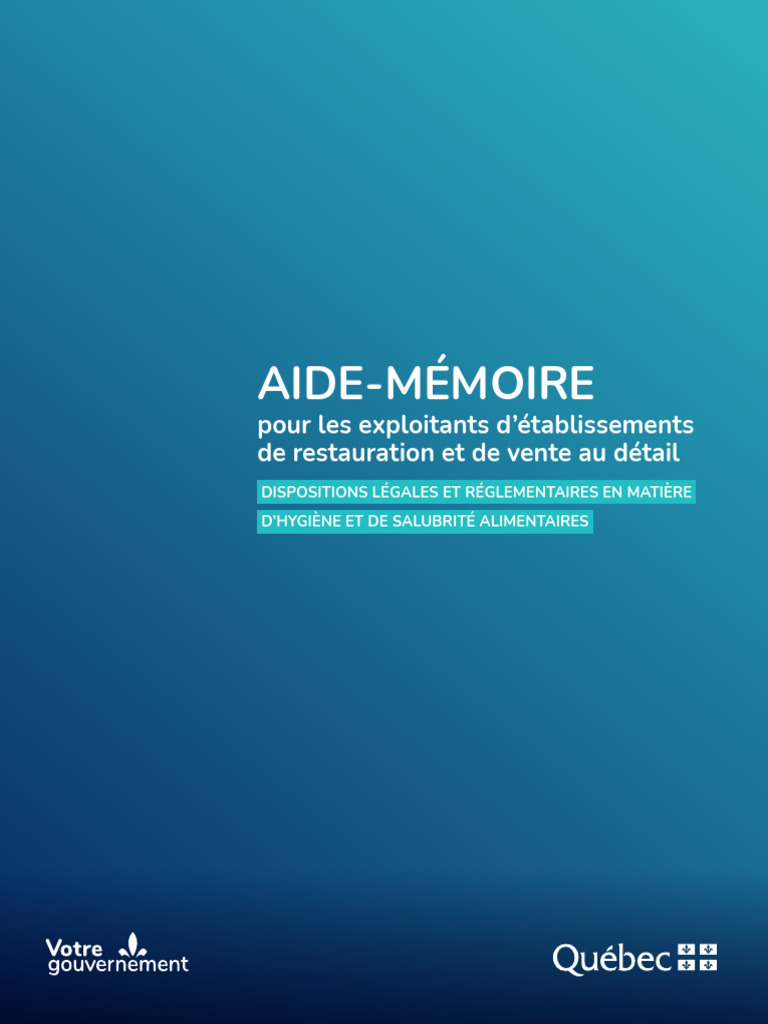 Aide-Memoire Exploitants Restauration | PDF