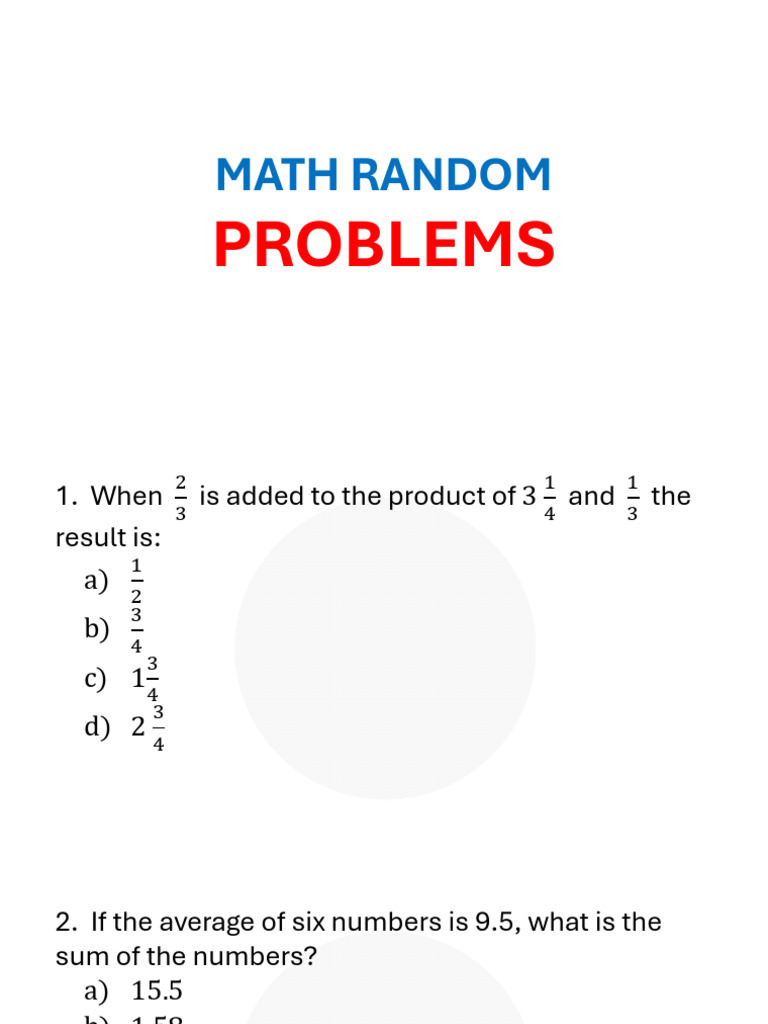 Random Math Problems | PDF