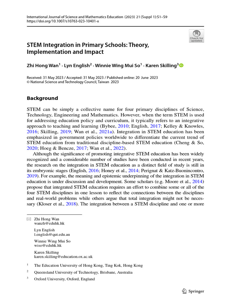 STEM Integration in Primary Schools | PDF