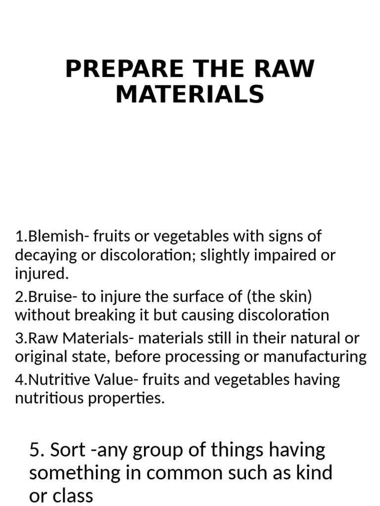 Prepare The Raw Materials | PDF