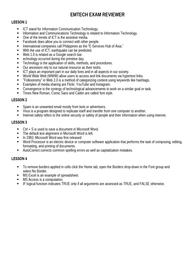 Emtech Quarterly Exam Reviewer | PDF | World Wide Web | Internet & Web