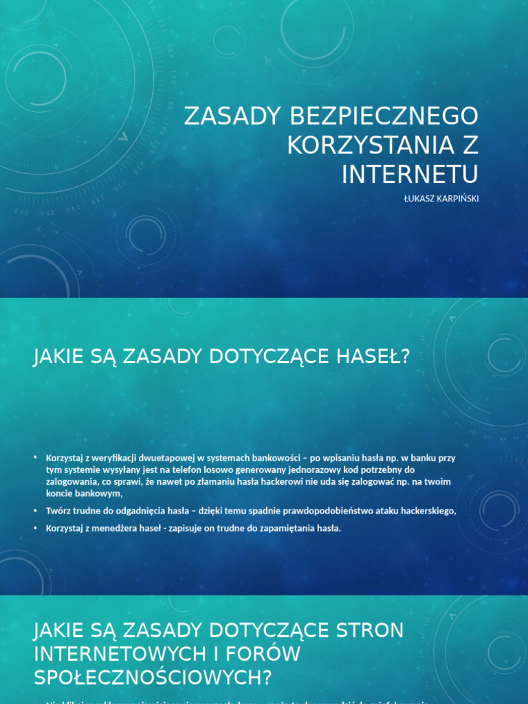 Zasady Bezpiecznego Korzystania Z Internetu | PDF