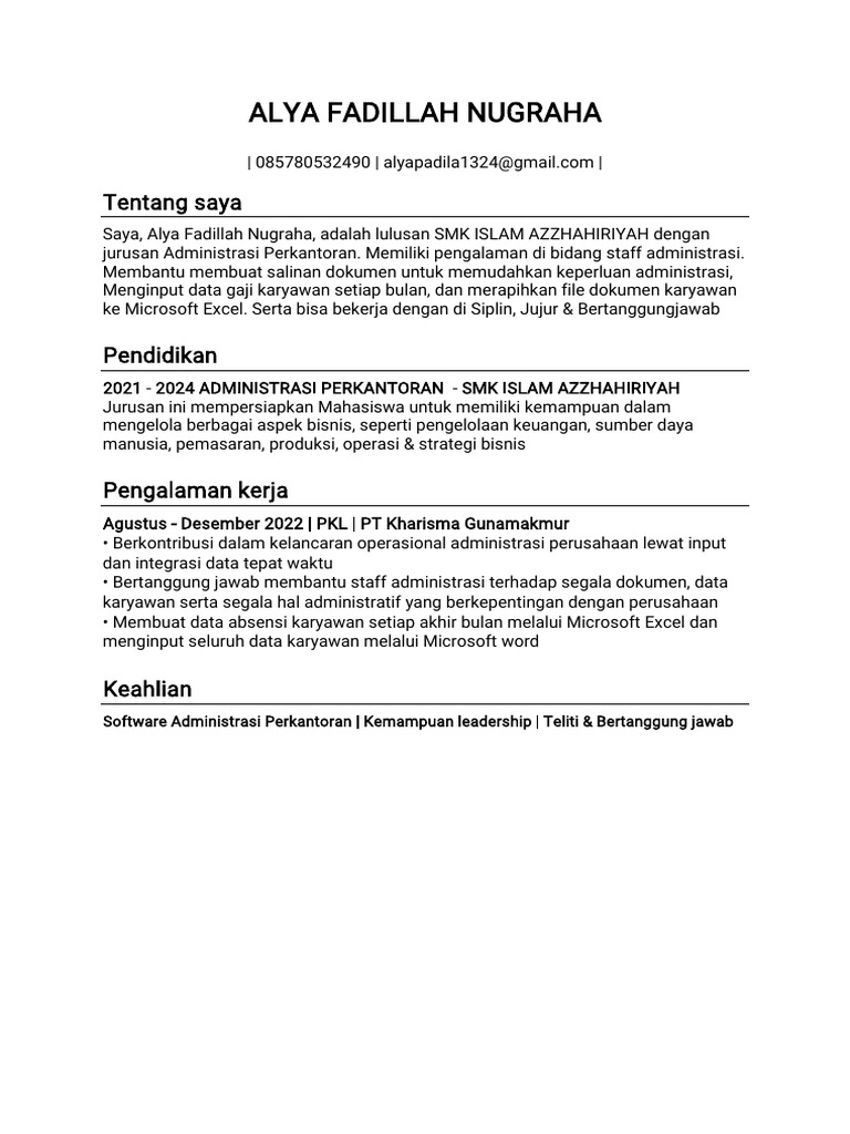 Cv alya fadillah | PDF Cv alya fadillah | PDF