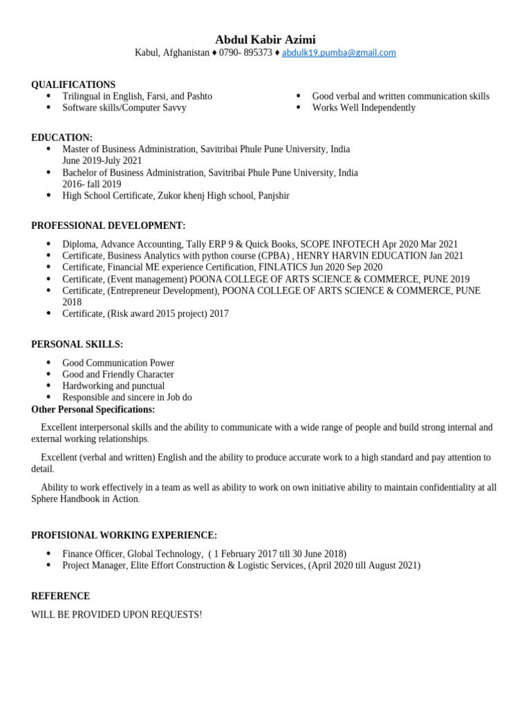 Kabir Resume Update | PDF