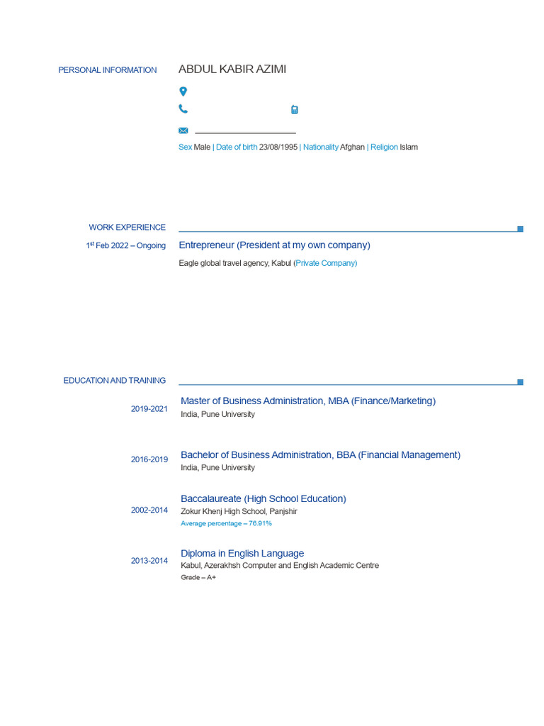 Abdul Kabir CV | PDF
