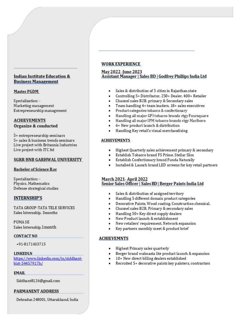 Siddhant Resume | PDF