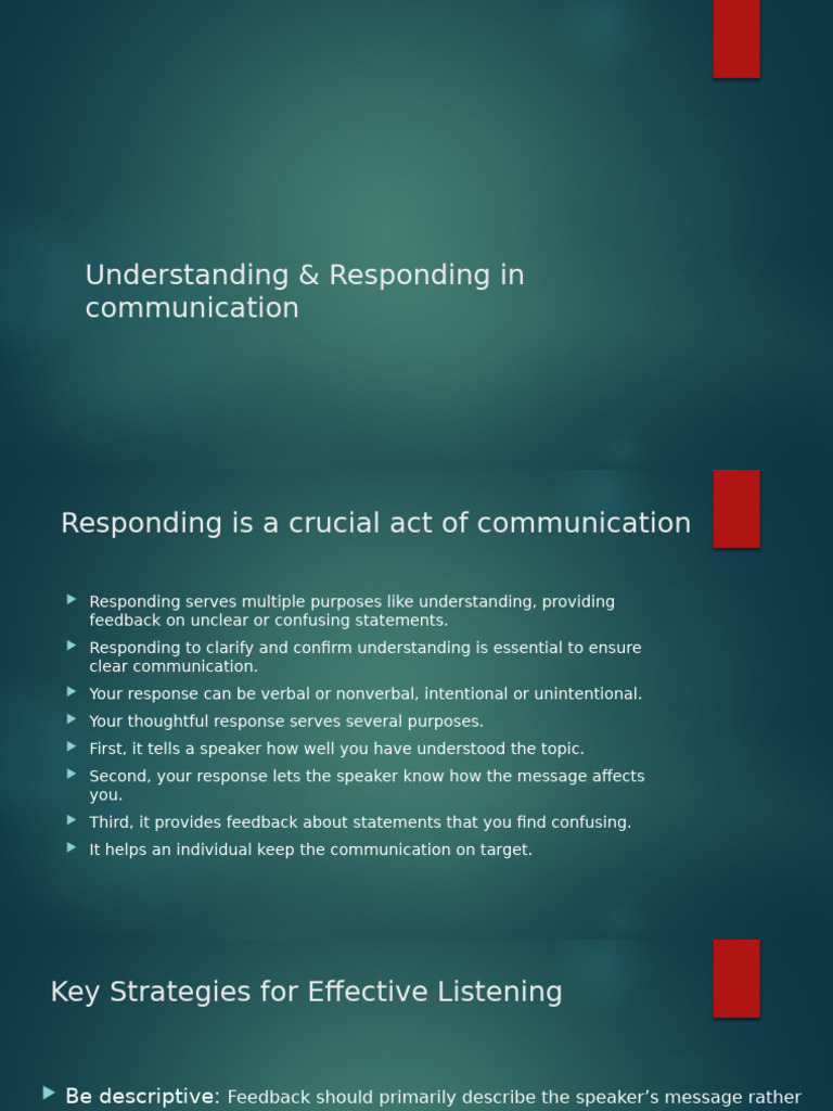Understanding & Responding in Communication | PDF