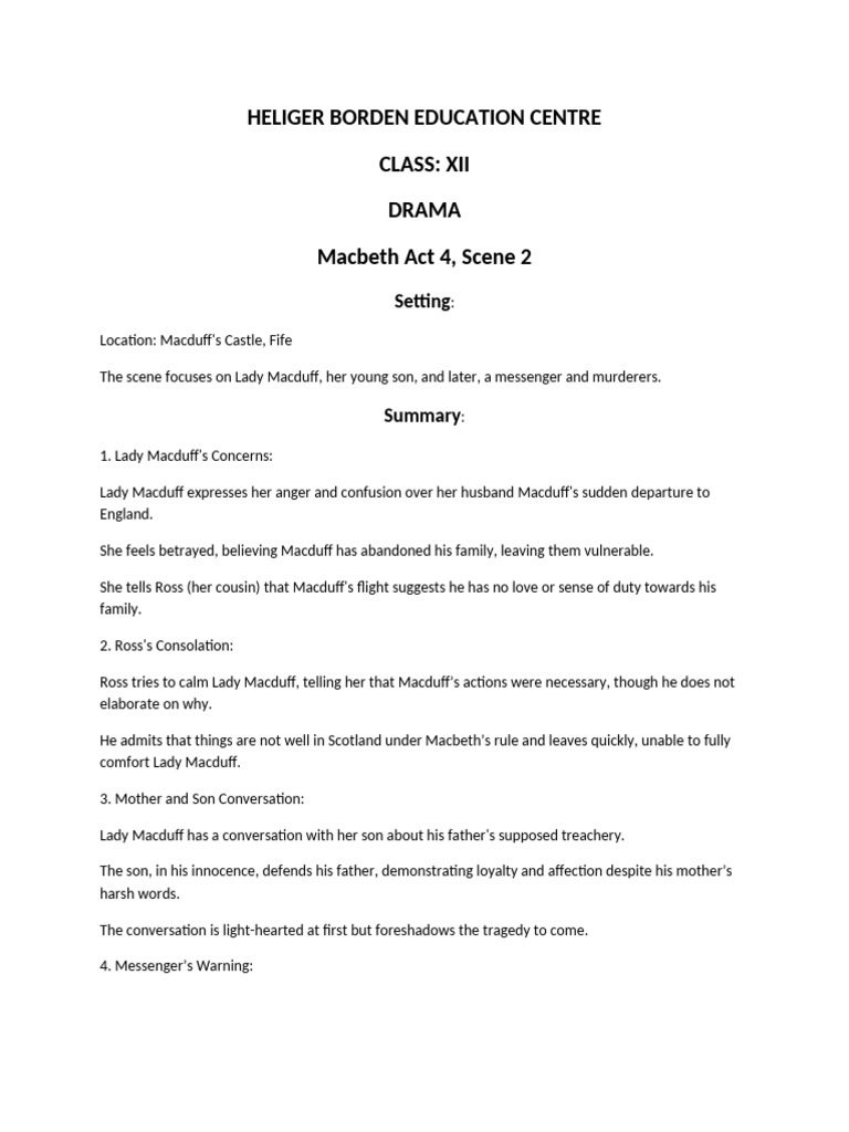 Macbeth Act 4 Scene 2 | PDF