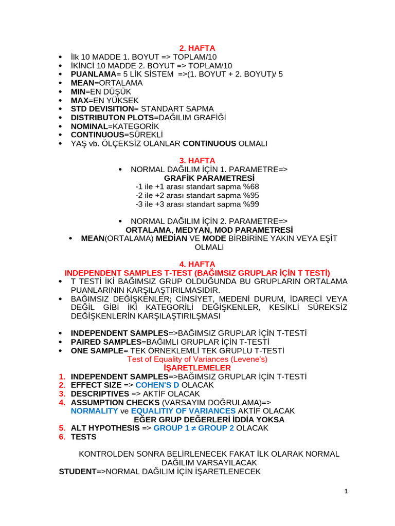 Ders Notlari Hafta-7 | PDF