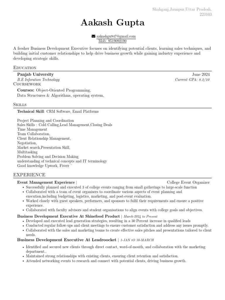 Resume Aakash Gupta | PDF
