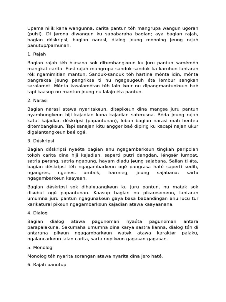 Bagian Carita Pantun Dina Basa. Sunda | PDF