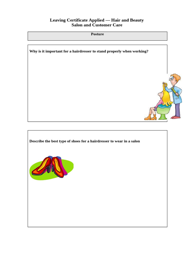 Hair and Beauty Module 1-Salon Customer Care Worksheet 17 | PDF