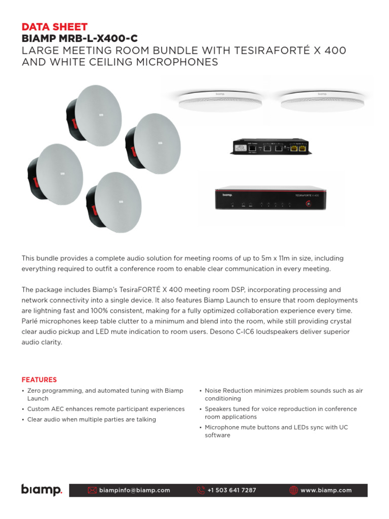 Biamp Data Sheet Large Room Bundle mrb-l-x400-c Tesiraforte-X-400 ...