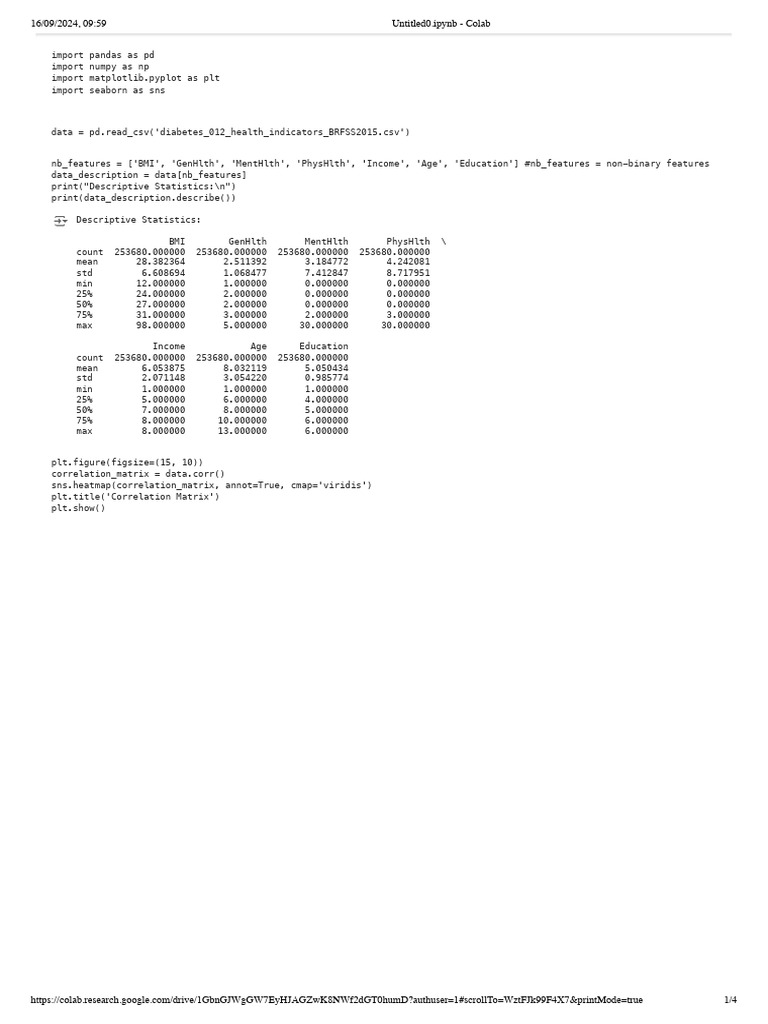 Diabetes Dataset Analysis | PDF