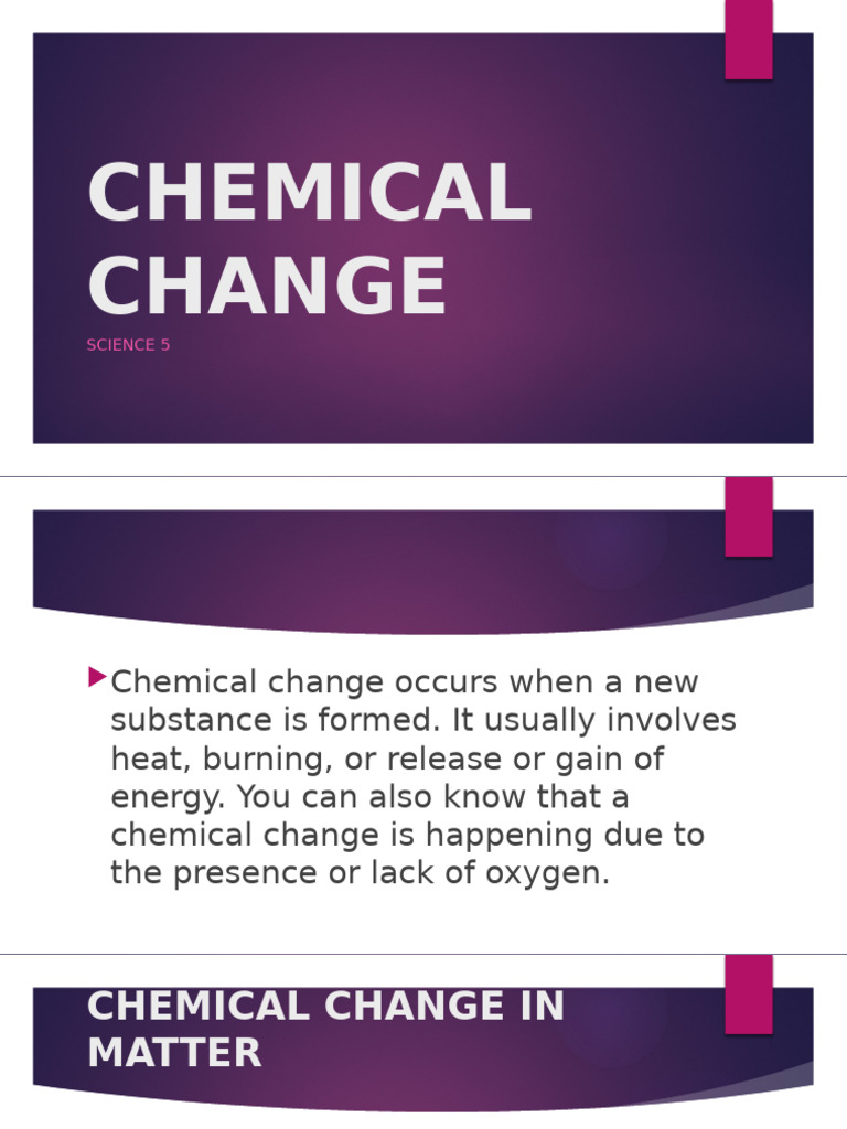 Chemical Change Science 5 | PDF | Chemical Reactions | Science ...