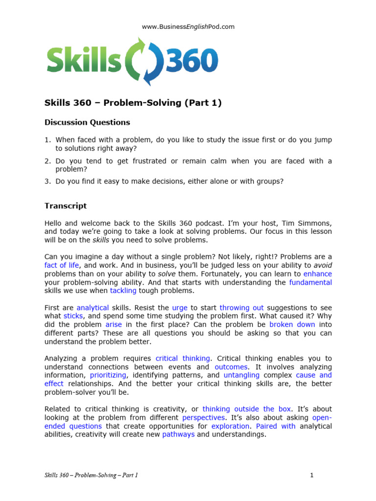 360.99 Problem Solving 1 | PDF