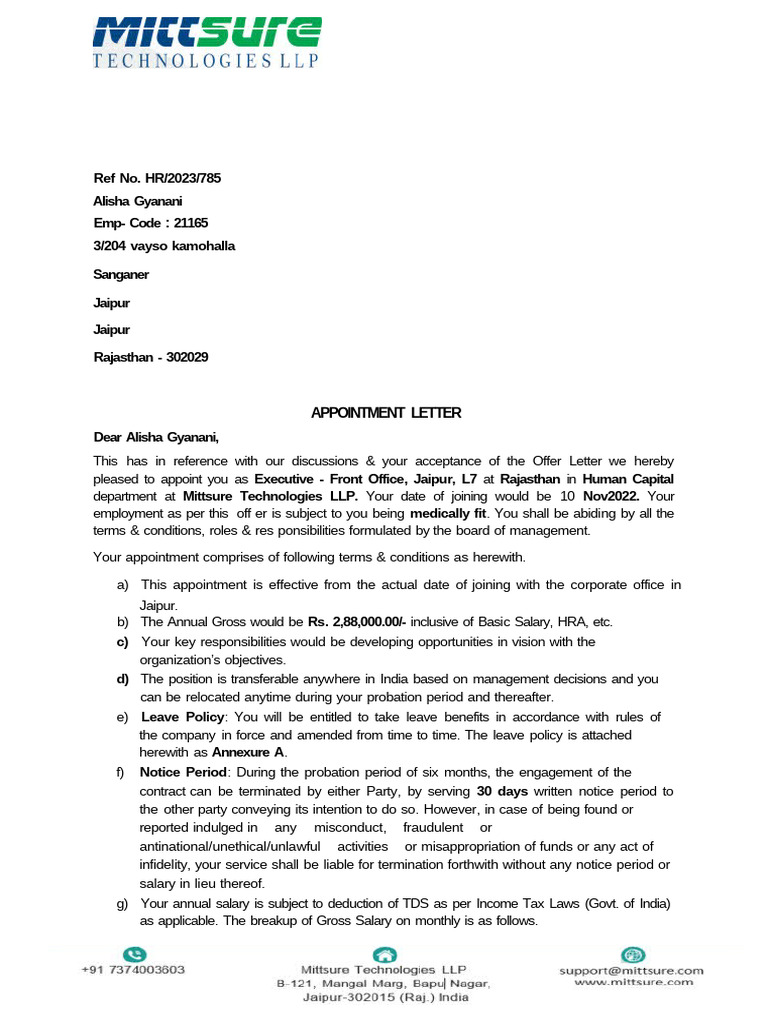Letter-Appointment Letter-29 Nov 2023 | PDF | Government Finances ...