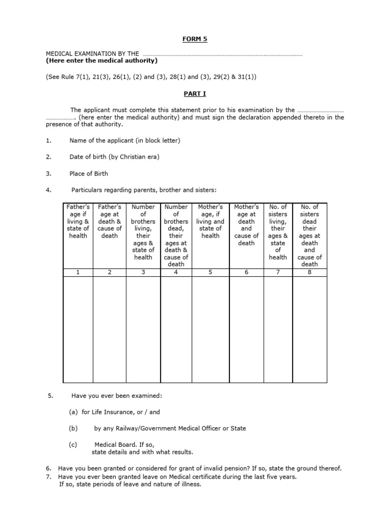 Commutation FORM 5 After Medical Examinaton | PDF | Human Diseases And ...