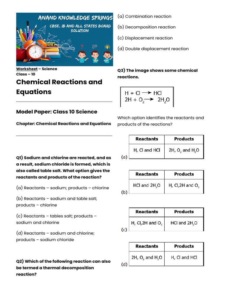 science chapter 1 class 10 worksheet | PDF