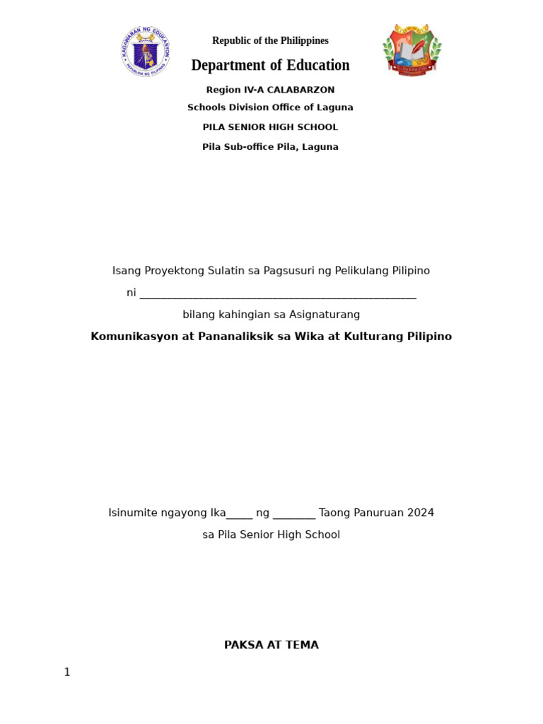 Pagsusuri Template | PDF