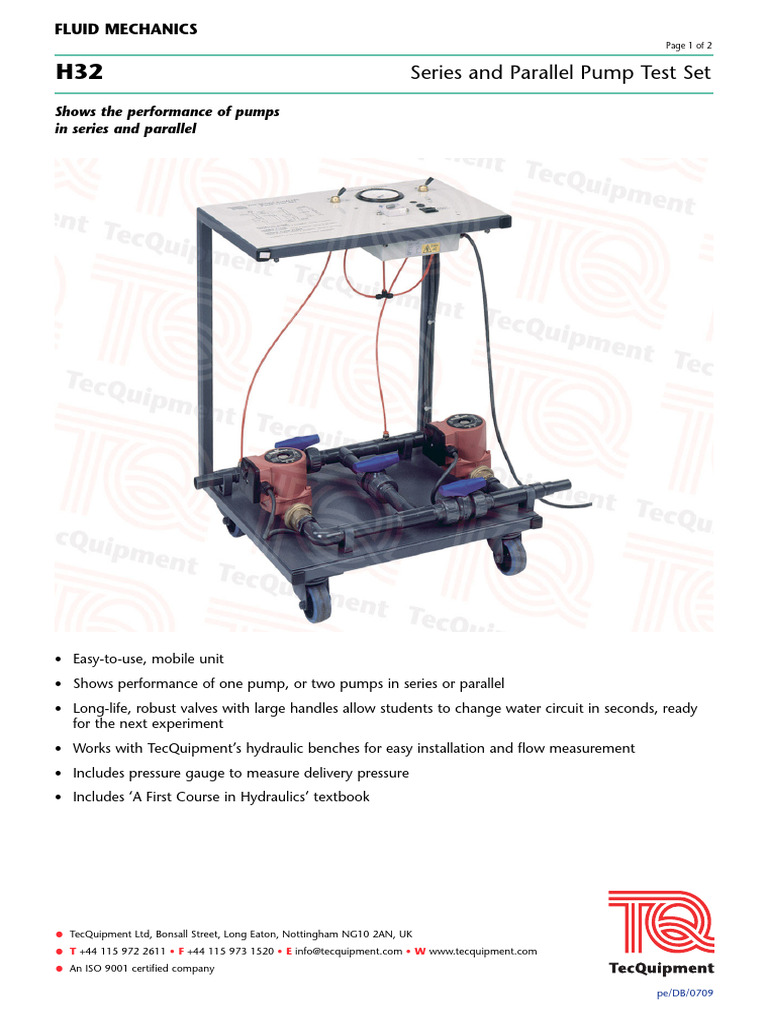 Series and Parallel Pump Test Set: Fluid Mechanics | PDF | Pump ...